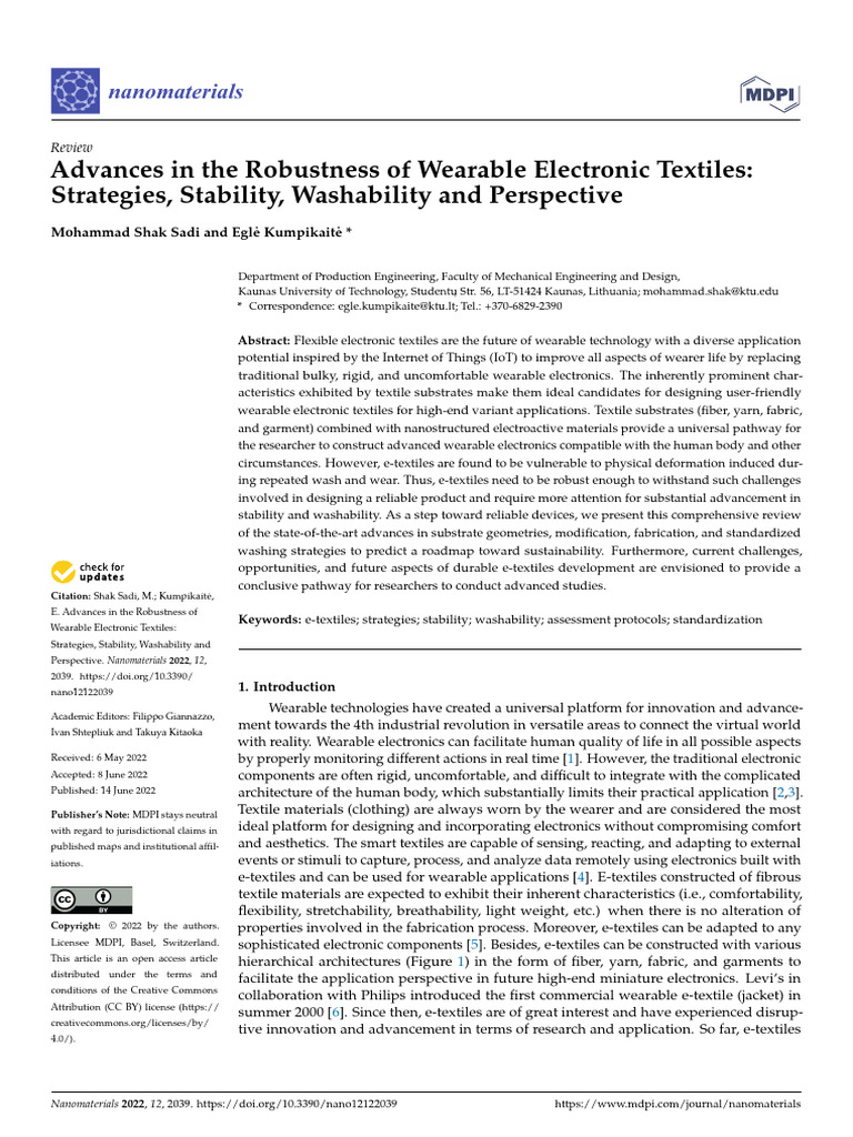 Advances in The Robustness of Wearable Electronic Textiles: Strategies ...