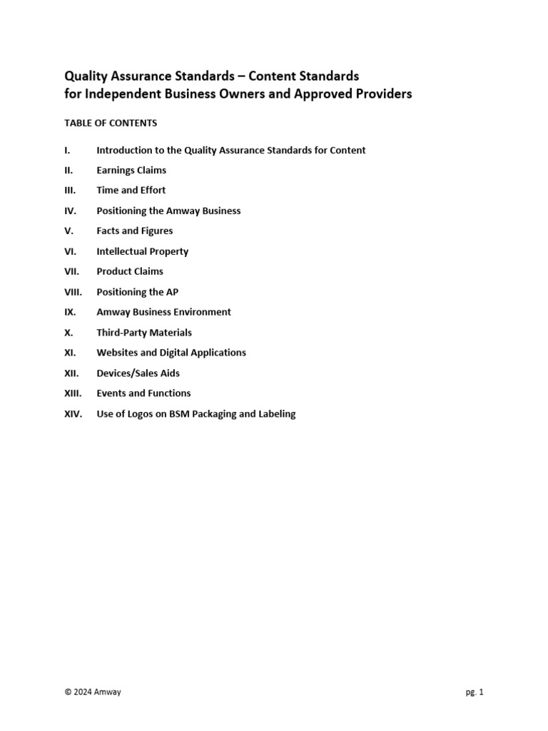 Amway Content Standards Guide | PDF