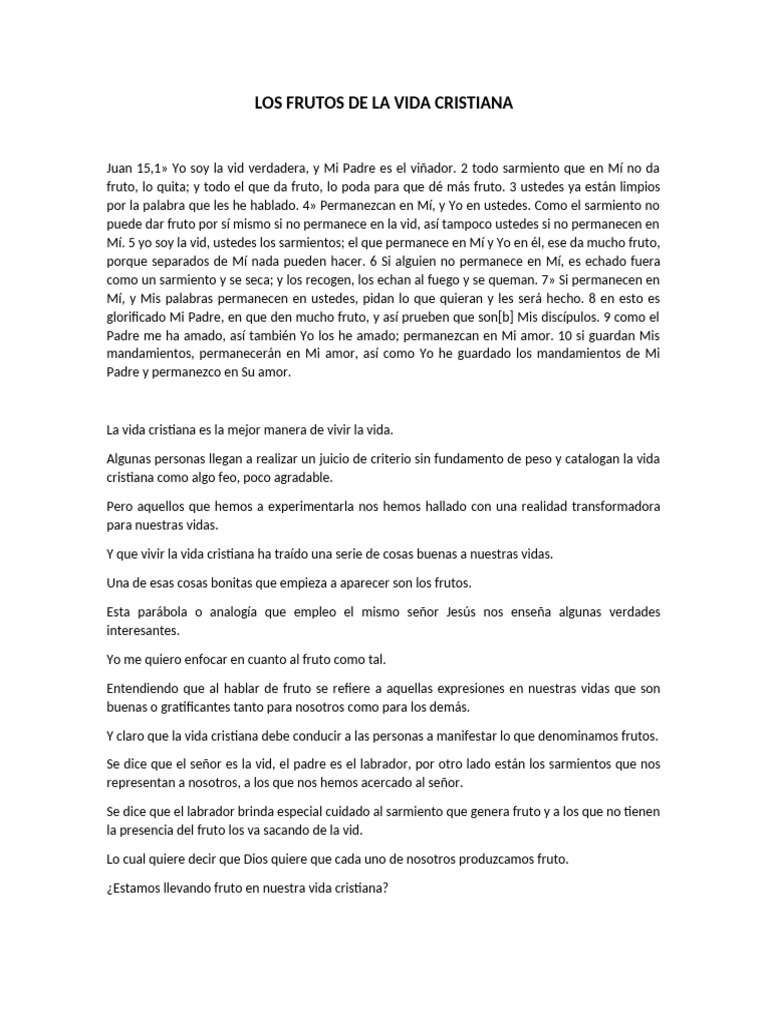 Los Frutos de La Vida Cristiana | PDF | Cristo (título)