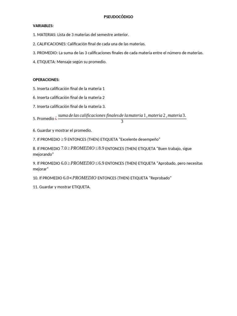 PSEUDOCÓDIGO[1] | PDF
