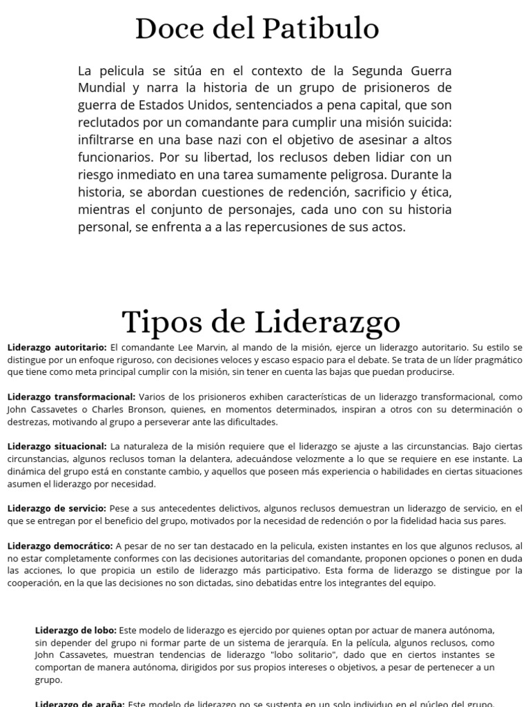 Liderazgo Doce Del Patibulo | PDF | Liderazgo | Psicología Social