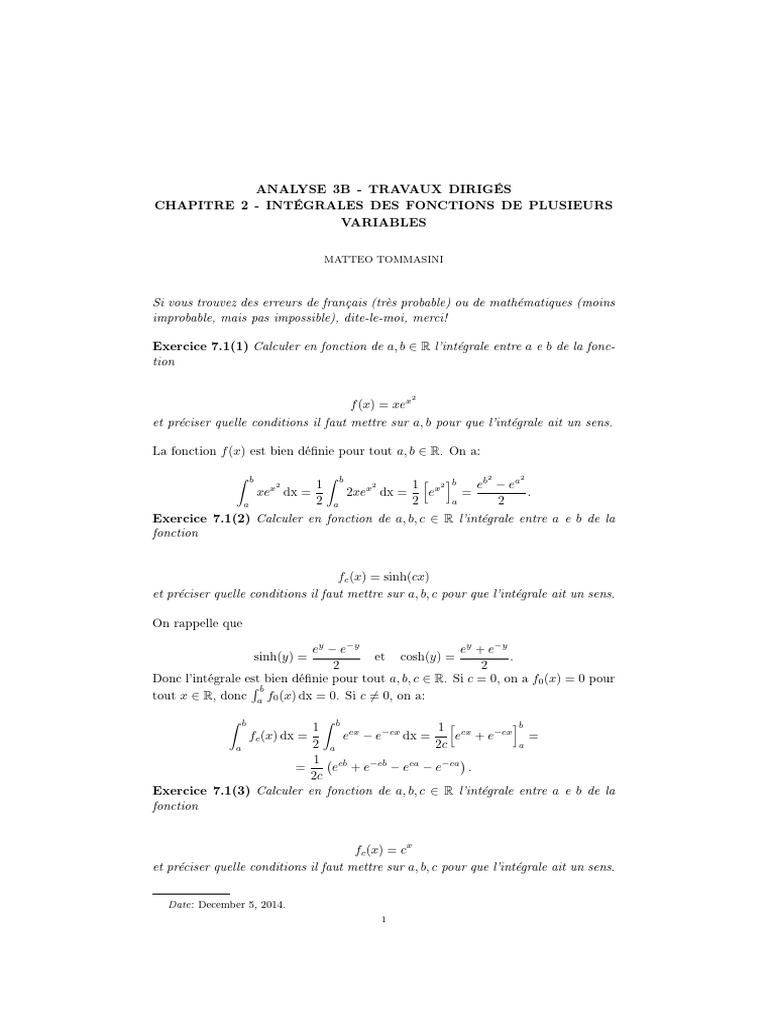 Intégrales de Fonctions à Plusieurs Variables | PDF | Géométrie ...