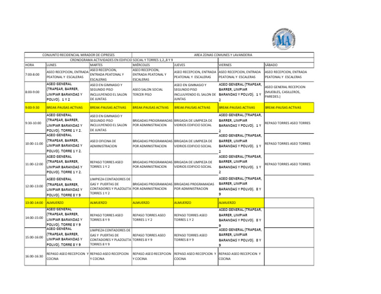 Cronograma Operaria M Cipre | PDF