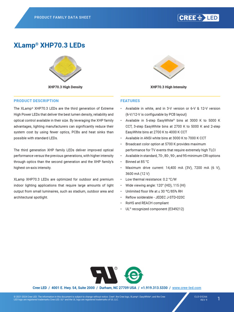 XLamp-XHP70 3 | PDF | Light Emitting Diode | Electricity