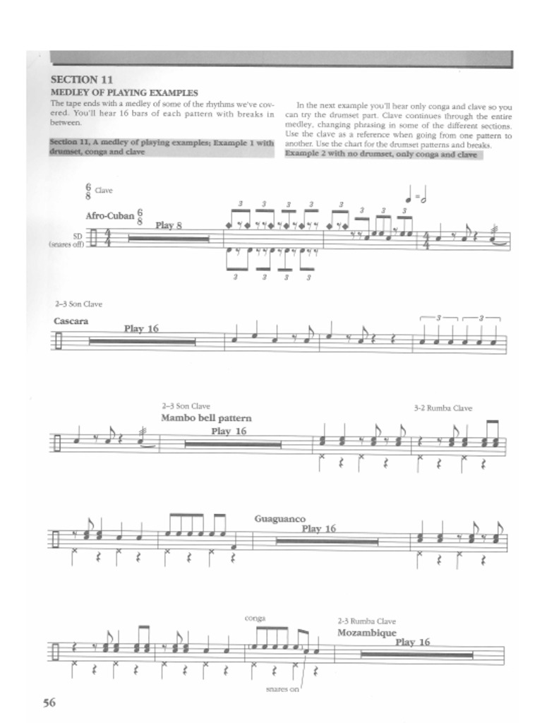 Medley - Afro Cuban Rhythms For Drumset PDF 58 59 | PDF