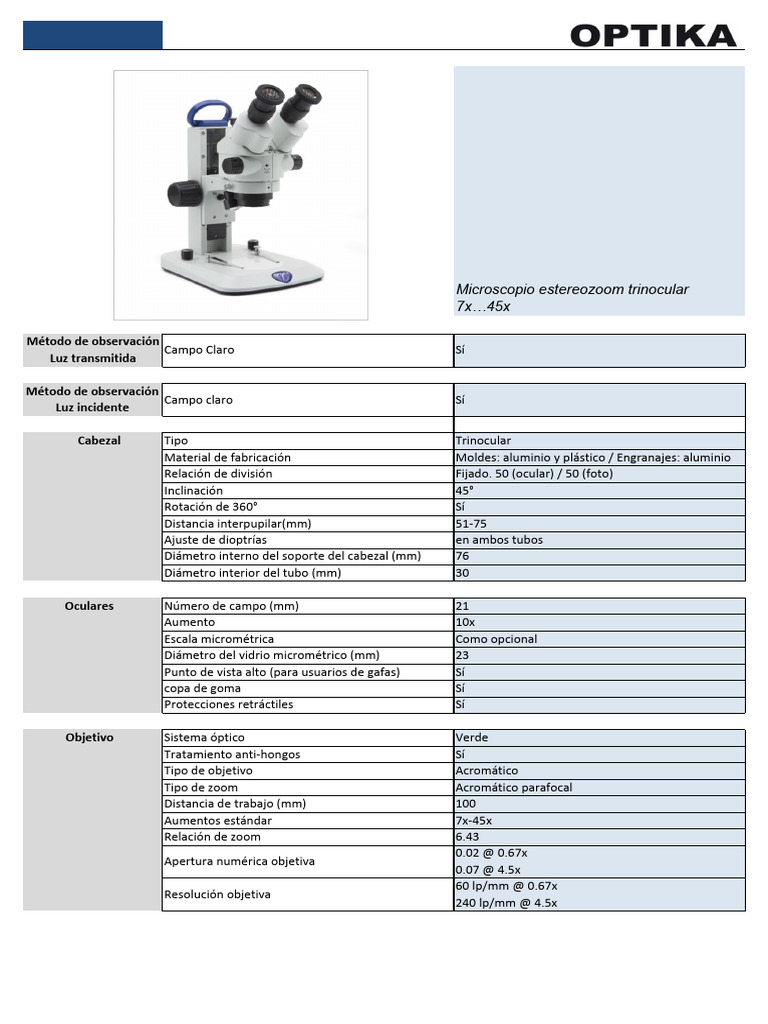 OPTIKA SLX-3 Technical Datasheet EN | PDF