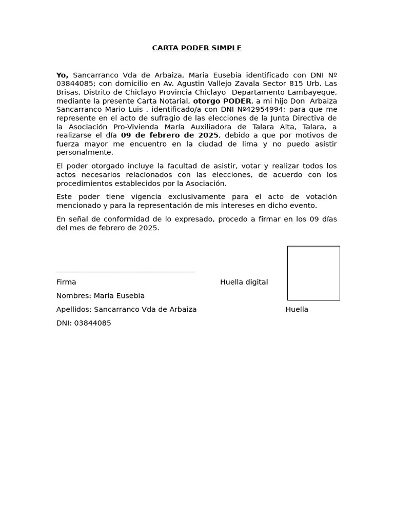Carta Poder Notarial | PDF