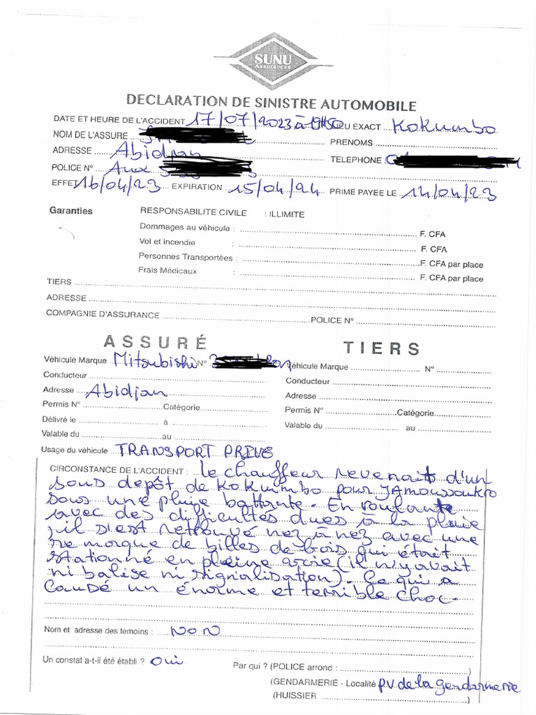 Declaration Sinistre Jma Sarl News | PDF