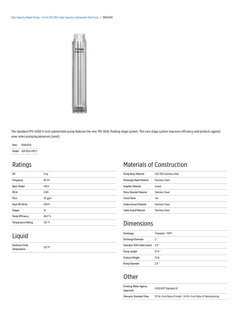 Franklin Water | PDF | Pump | Mechanical Engineering