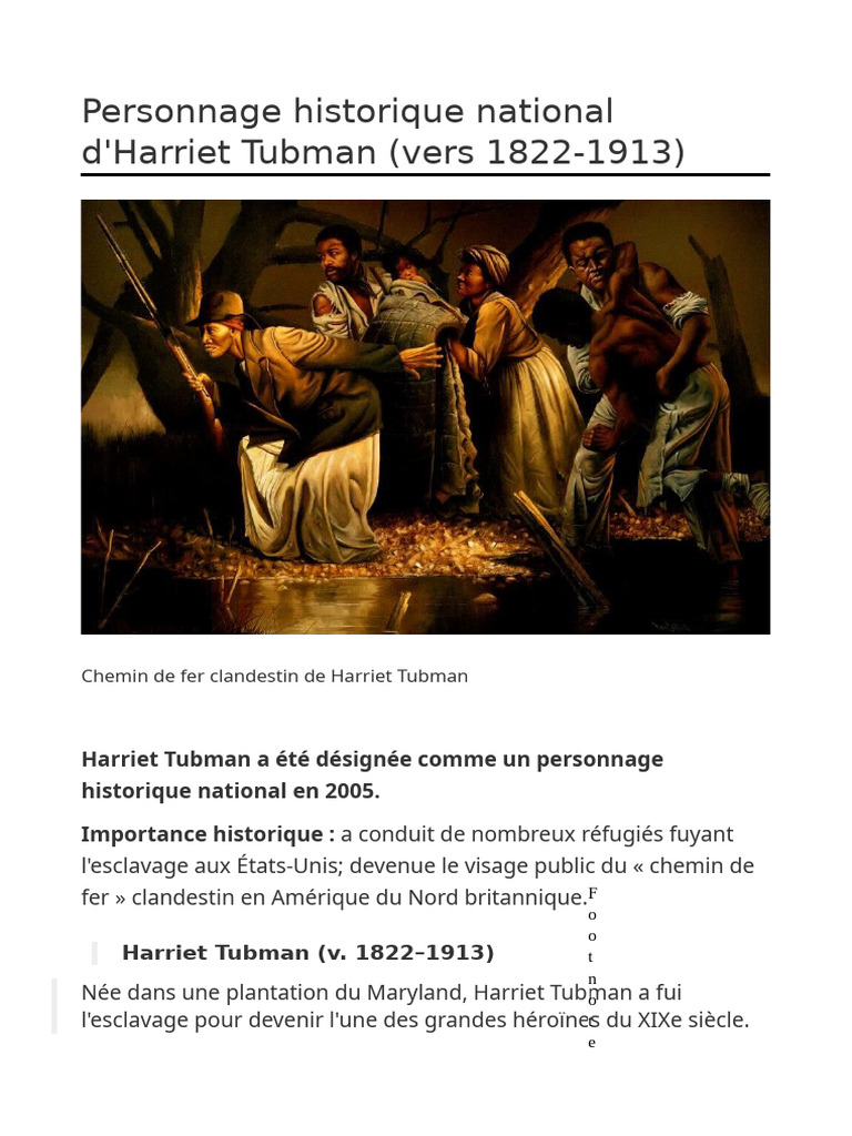 Harriet Tubman : Héroïne du chemin de fer | PDF | Harriet Tubman ...