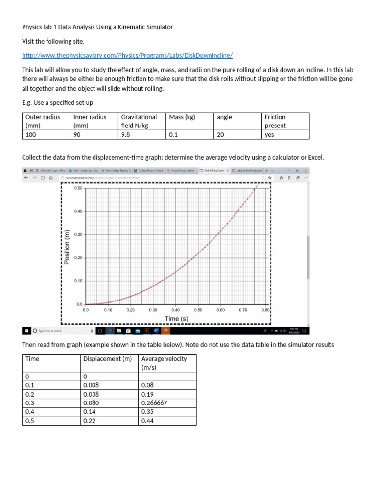 Kinematic Data Analysis Lab Guide | PDF | Velocity | Acceleration