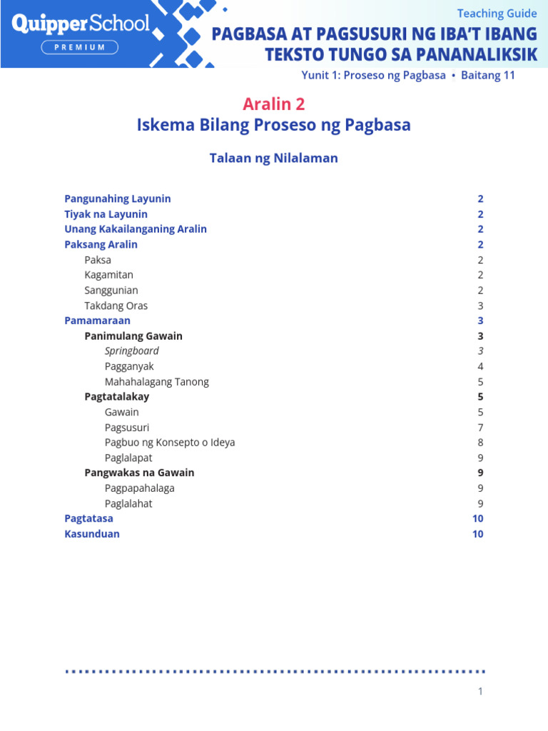 F11 Pagbasa U1 L2 | PDF