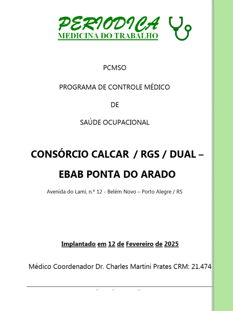 PCMSO 2025: Programa de Saúde Ocupacional | PDF | Segurança e saúde ...