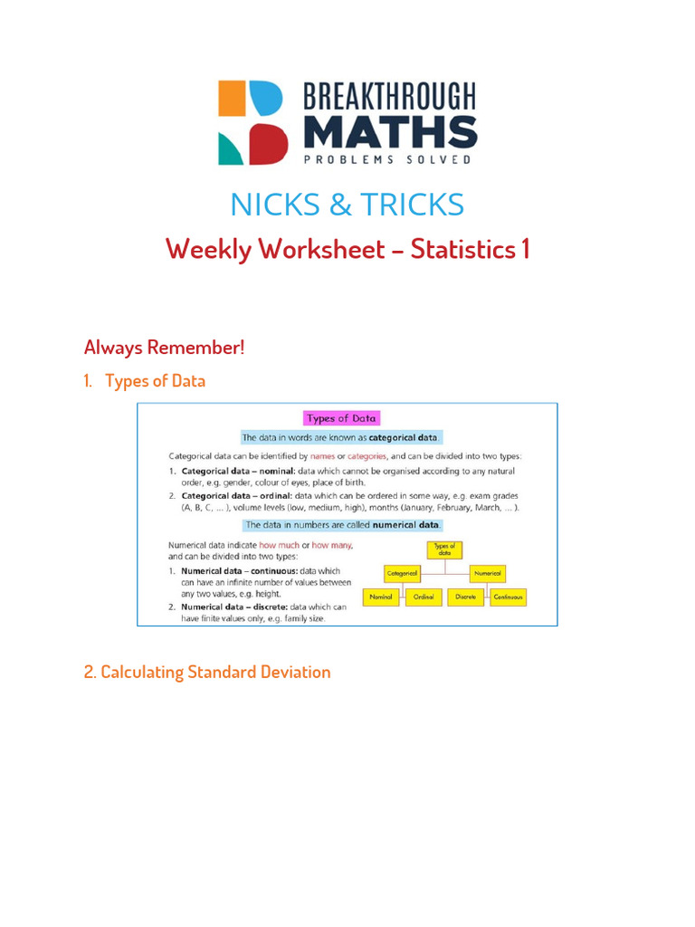 LC HL Stats WS1 PDF | PDF
