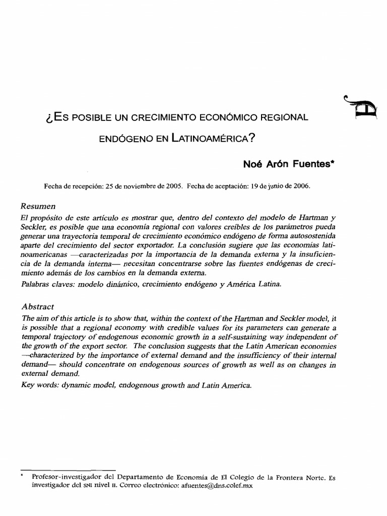 Crecimiento Endogeno Regional | PDF