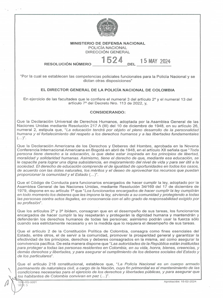 Res. 1524 Del 15-05-2024 Se Establecen La Competencias Funcionales ...