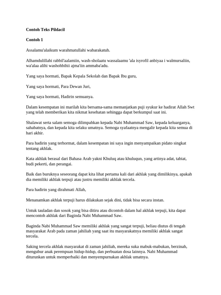 Contoh Teks Pildacil | PDF