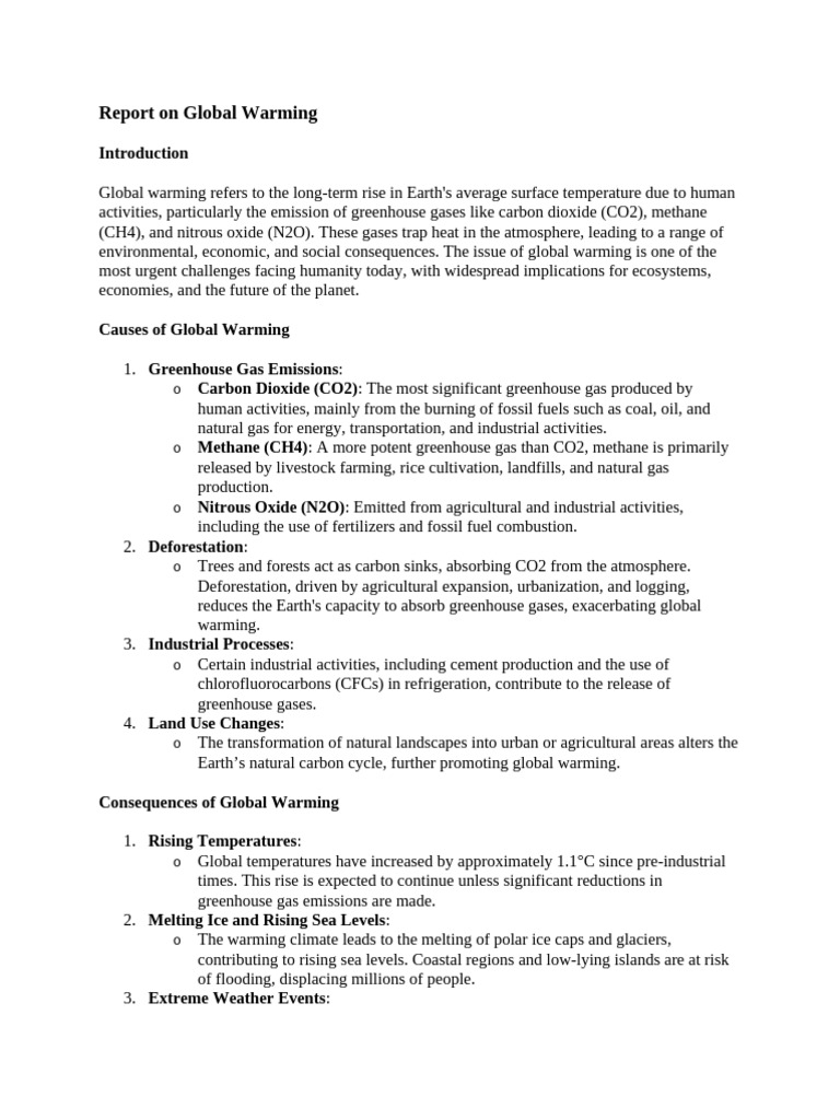 Global Warming: Causes and Consequences | PDF | Climate Change ...