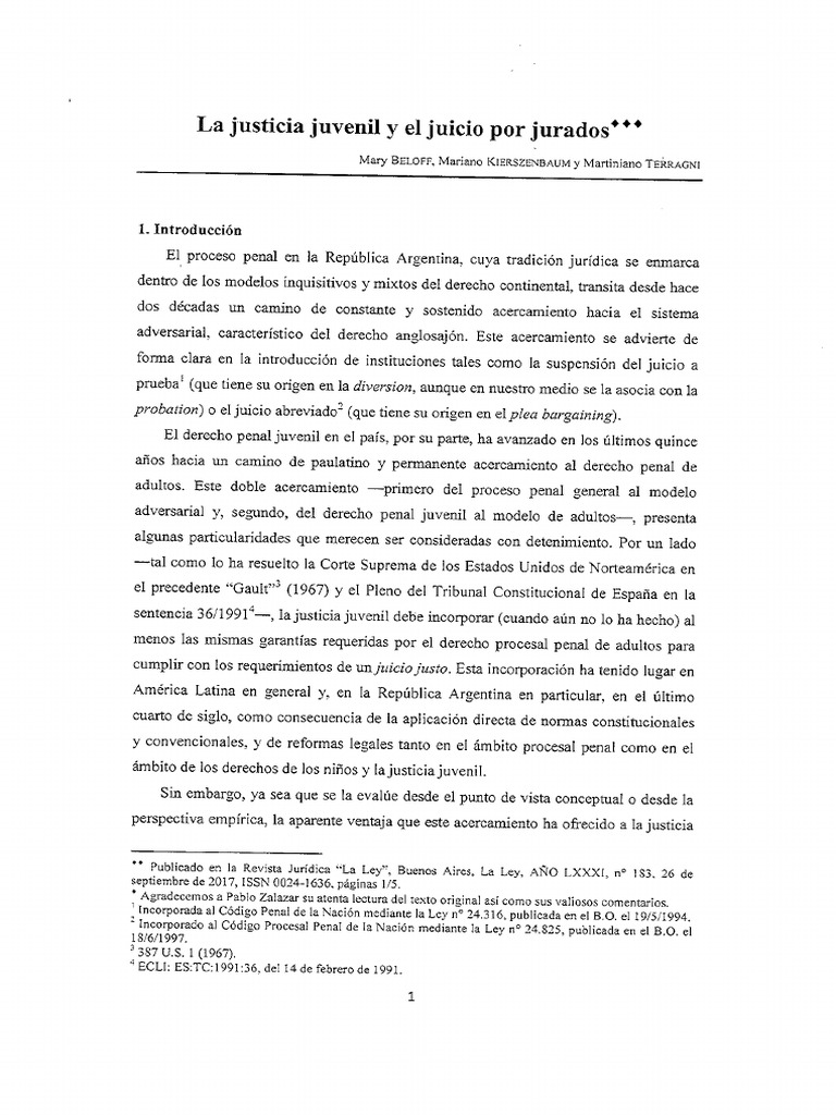 Beloff, Mary y Otros, La Justicia Juvenil y El Juicio Por Jurados | PDF