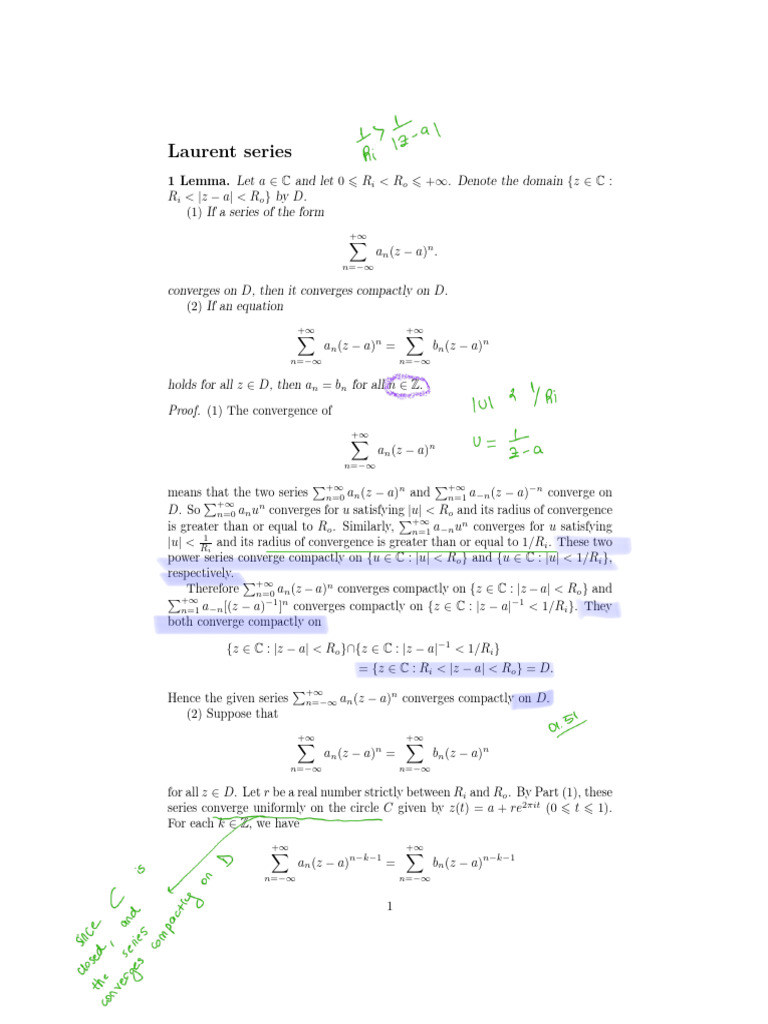Laurent Series for Math Experts | PDF | Functions And Mappings | Mathematical Objects