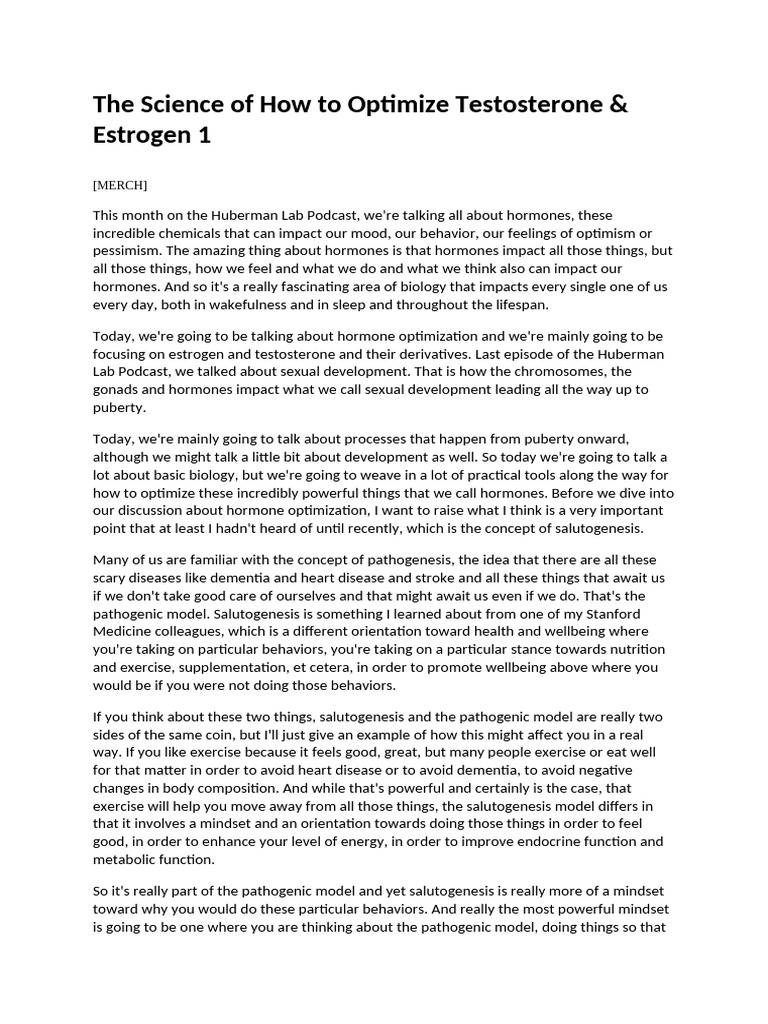 The Science of How To Optimize Testosterone & Estrogen 1 | PDF ...