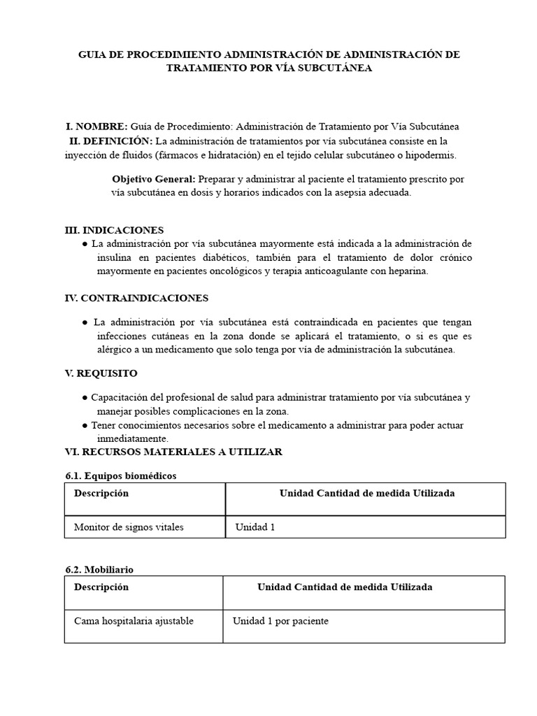 Procedimiento de Punción Subcutánea | PDF | Inyección (medicina ...