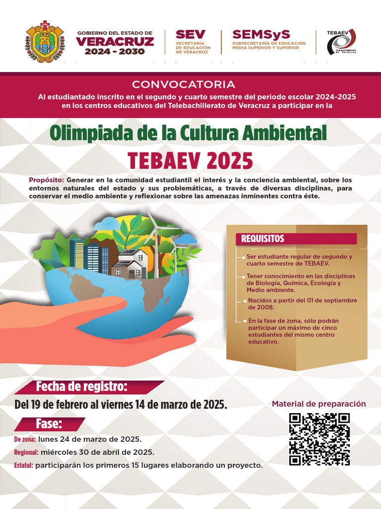 CARTEL Olimpiada de La Cultura Ambiental TEBAEV 2025 | PDF