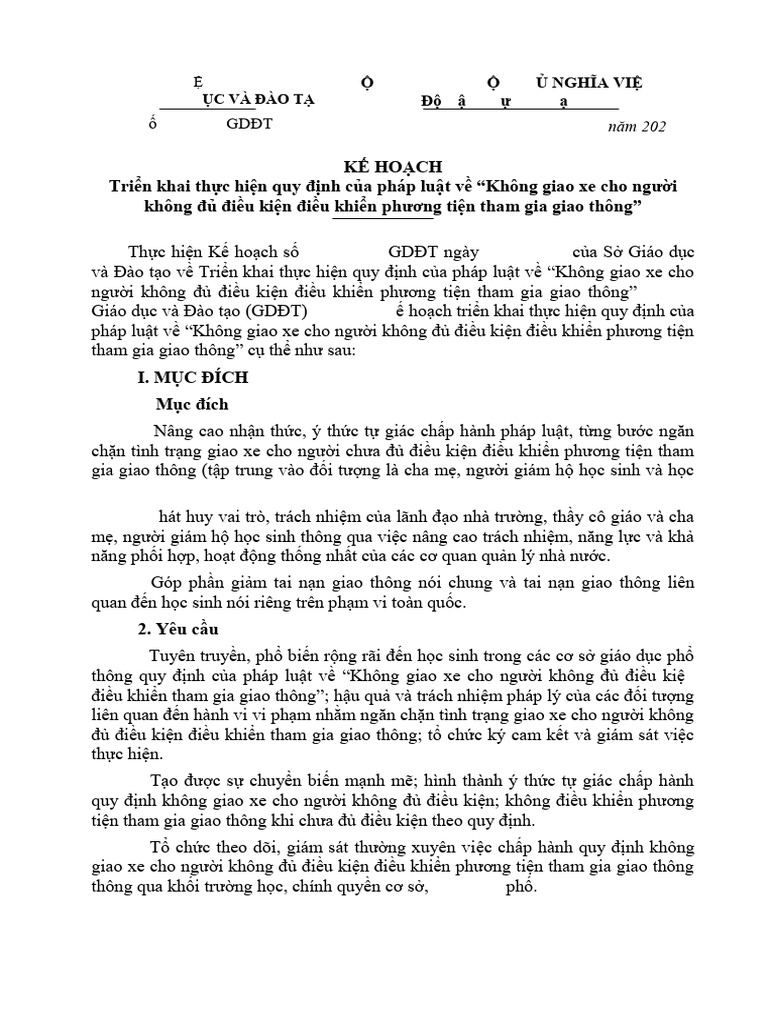 48_ke hoach trien khai thuc hien qui dinh cua phap luat khong giao xe cho nguoi khong du dieu ...