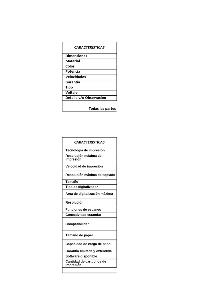 Ficha Tecnica, Requerimientos | PDF | Impresora (Computación) | Trabajo de oficina