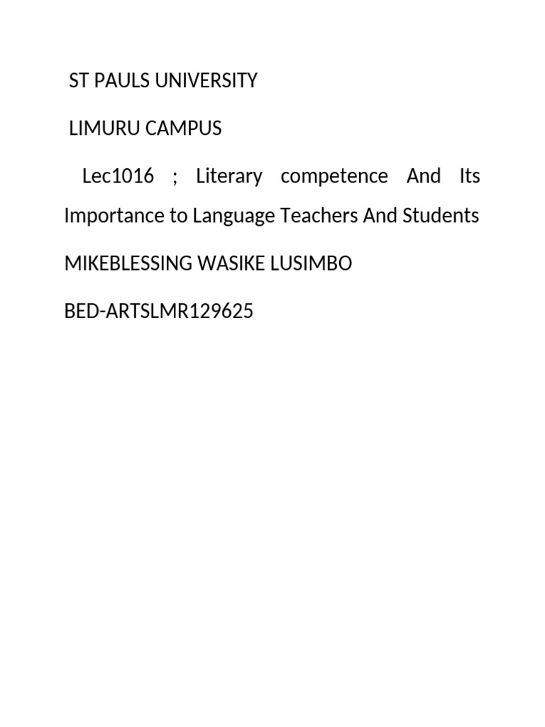 Mr Mike Lusimbo .docx | PDF | Reading Comprehension | Critical Thinking