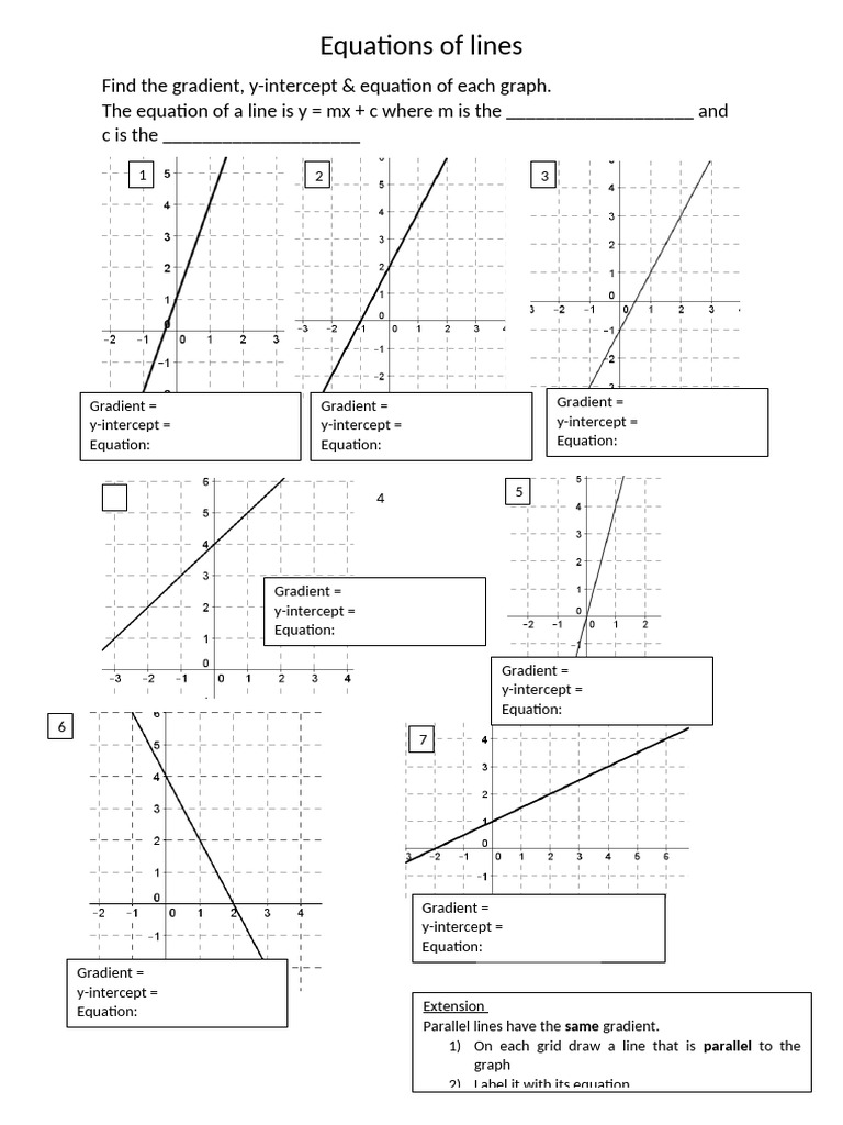 Equations of Lines Find The Gradient | PDF
