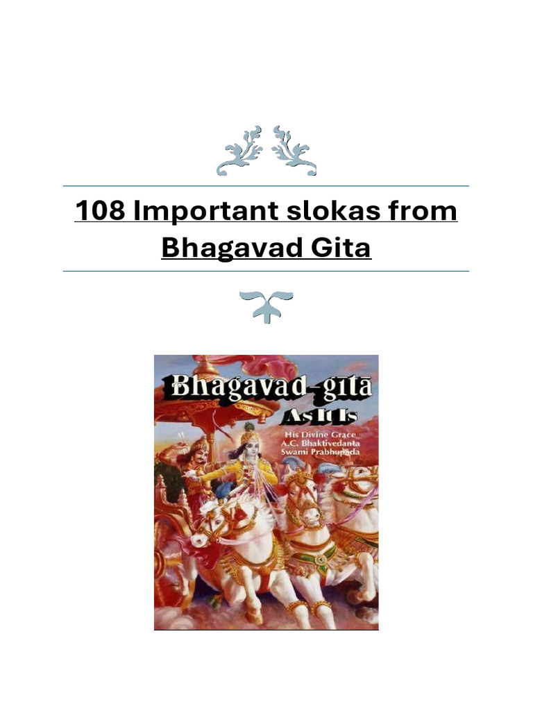 108 Imporant Slokas From The Bhagavad Gita in Odia | PDF