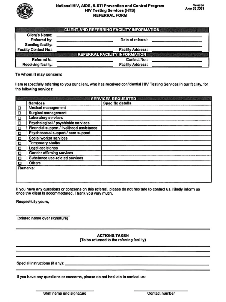 HTS Referral Form | PDF