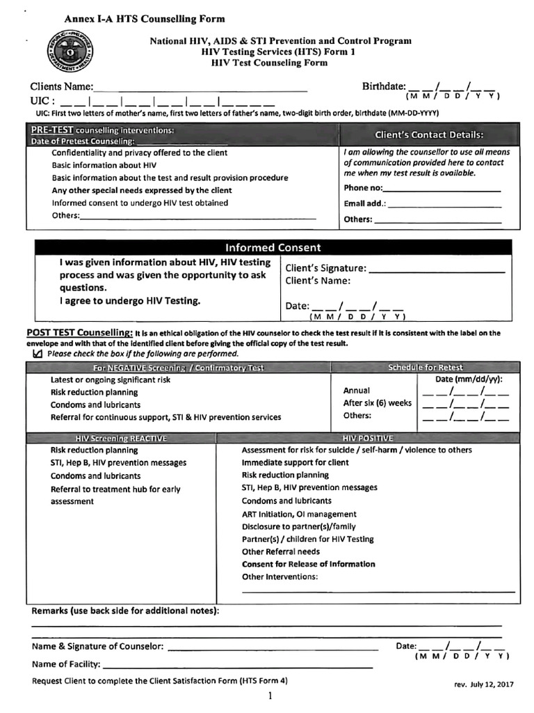 HTS Counseling Form | PDF