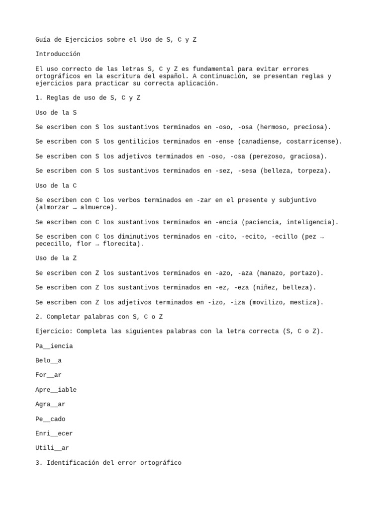 Uso de S, C, Z | PDF