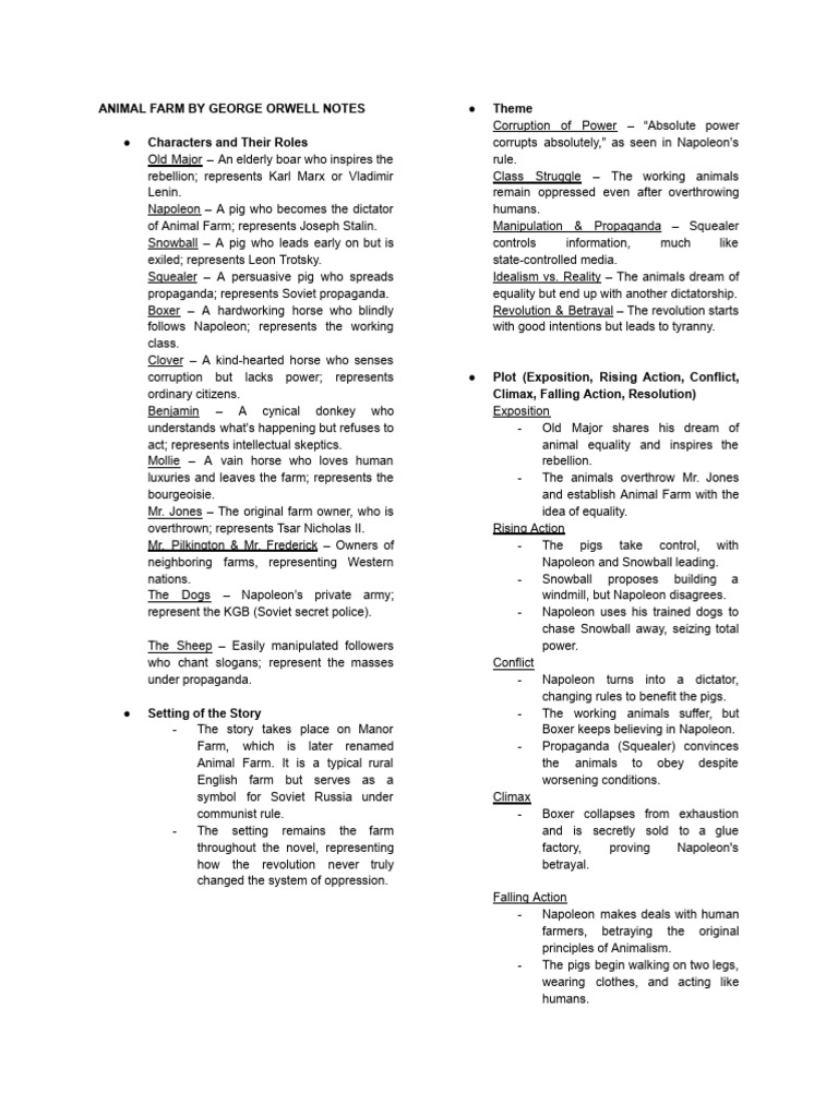 Animal Farm & The Necklace Notes | PDF