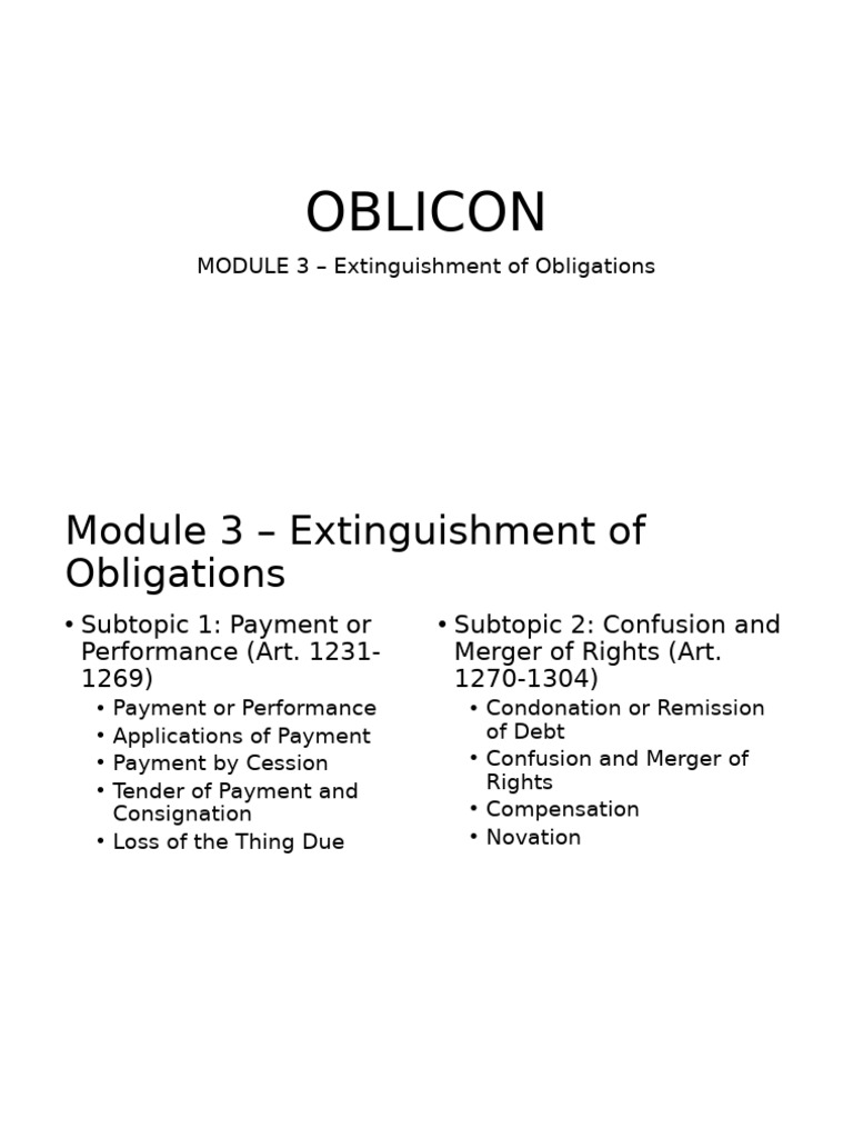 Module 3 - Extinguishment of Obligations | PDF | Assignment (Law ...