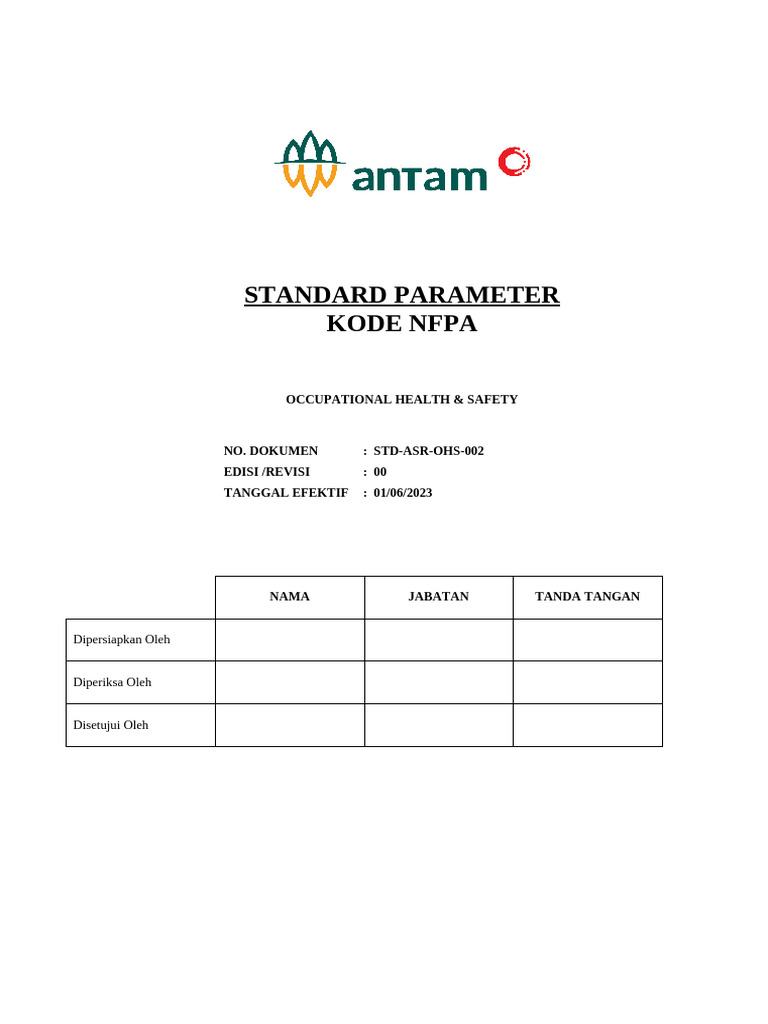 STD-ASR-OHS-002 Kode NFPA | PDF