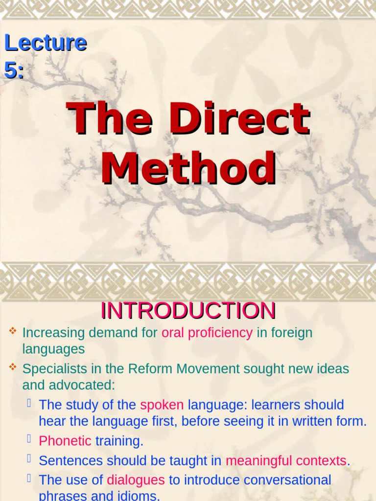 Lecture 5 - The Direct Method | PDF | Second Language | Question