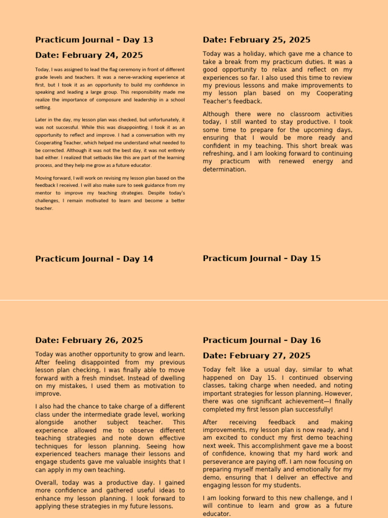 Practicum Journ-WPS Office | PDF | Lesson Plan | Teachers