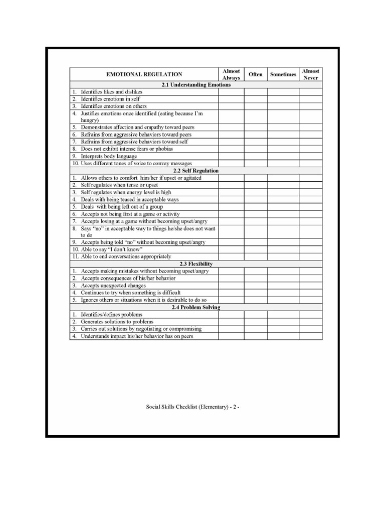 social skills checklist | PDF