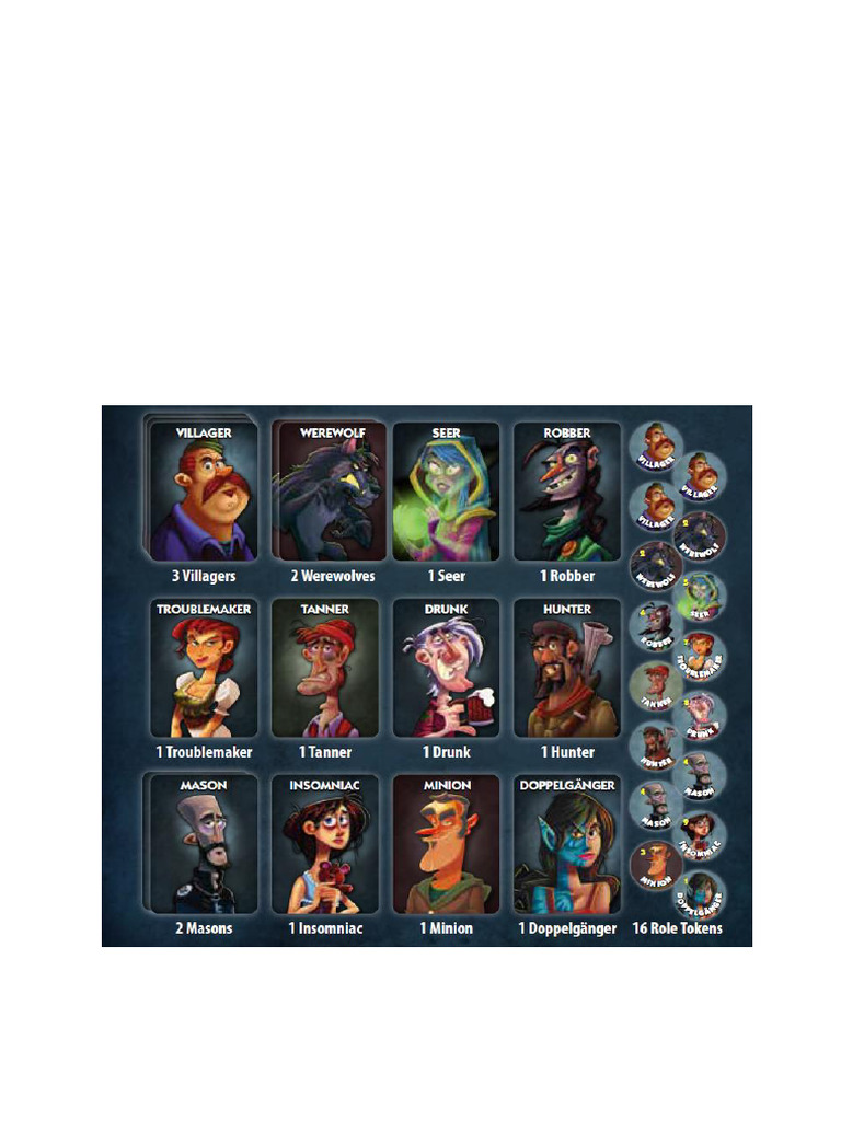 Jogo One Night Ultimate Werewolf | PDF | Lobisomens | Pôquer