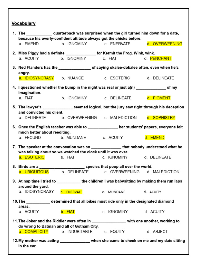 Modified Model Answers of Vocabulary Section | PDF | Optimism