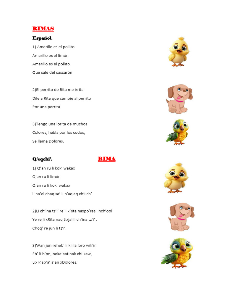 Rimas, cuentos y fábulas en Q’eqchi’ | PDF