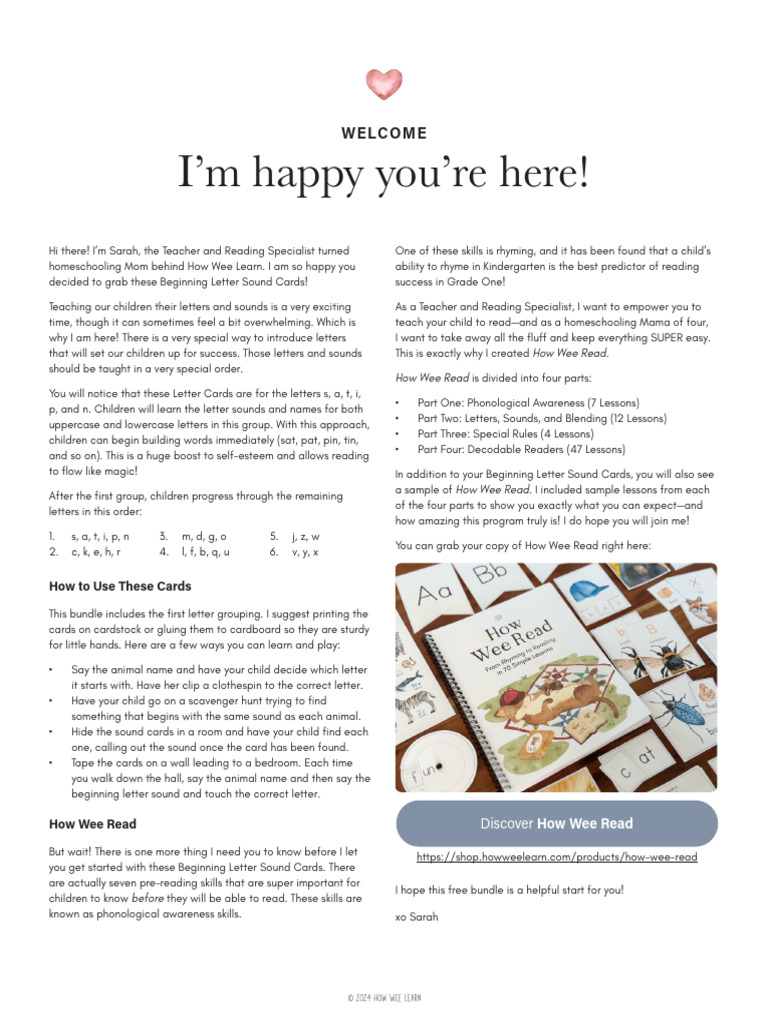 2023 How Wee Read SAMPLE Sound Cards | PDF | Consonant | Linguistics