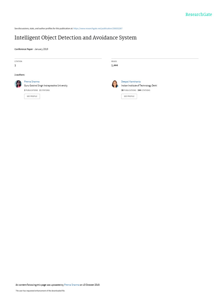 Intelligent Object Detection Avoidance System | PDF | Ultrasound | Arduino