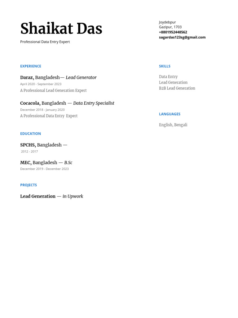 Resume of Shaikat | PDF