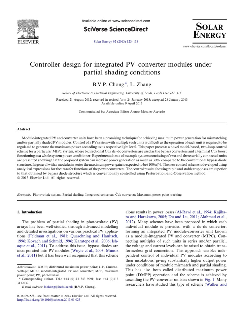 2013 - Controller Design For Integrated PV-Converter Modules Under ...