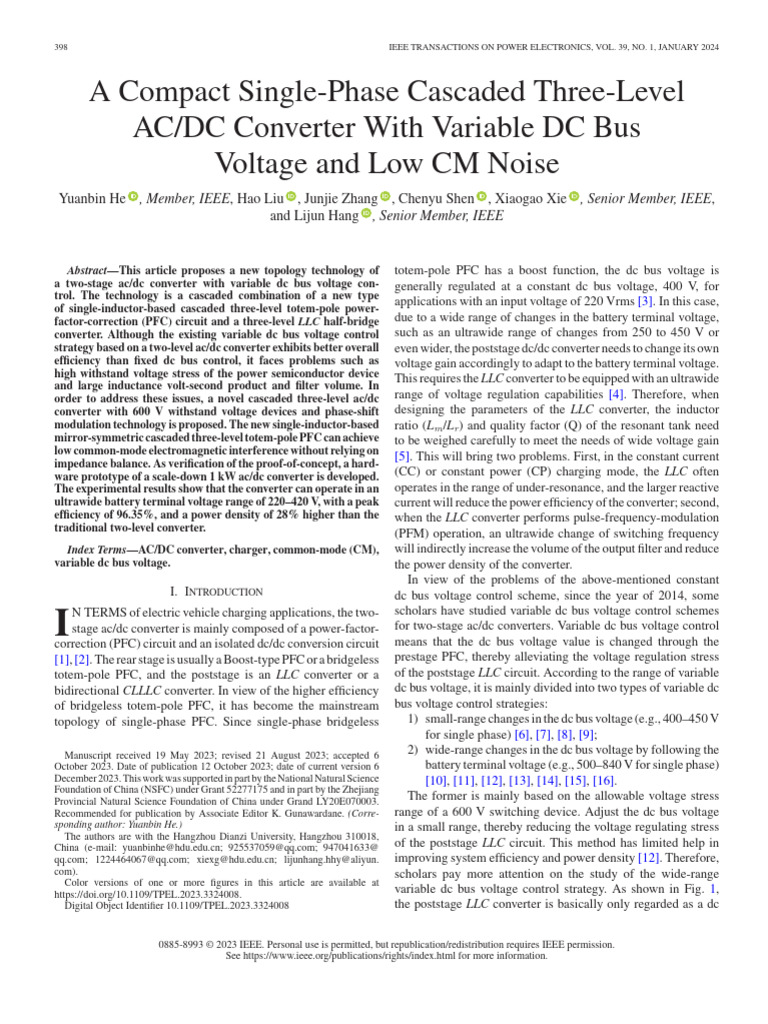 A Compact Single-Phase Cascaded Three-Level AC DC Converter With ...