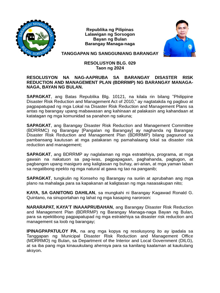 Sangguniang Barangay Resolution | PDF
